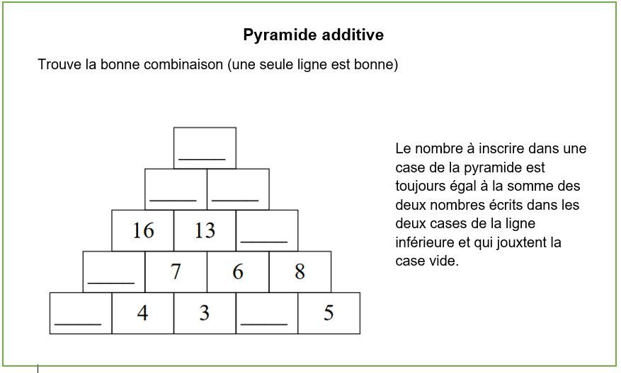 Enigme 3 Pyramide additive